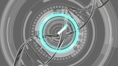 Animation of digital clock over dna heli... | Stock Video | Pond5