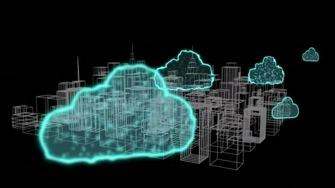 Animation of digital clouds flying over ... | Stock Video | Pond5