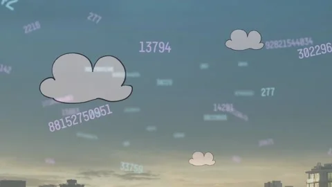 Animation of digital clouds, numbers and... | Stock Video | Pond5
