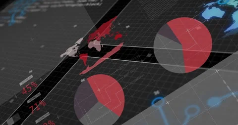 Animation of digital dashboard with red ... | Stock Video | Pond5
