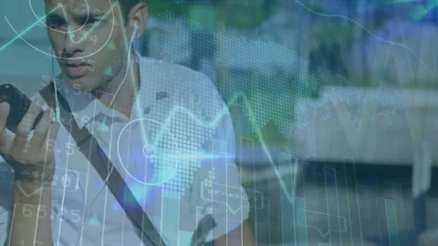 Animation of digital graphs and map over... | Stock Video | Pond5