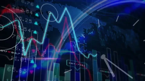 Animation of digital graphs and world ma... | Stock Video | Pond5