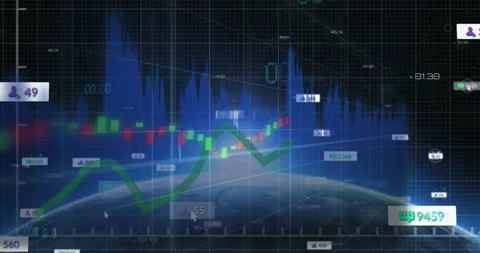 Animation of digital graphs moving in lo... | Stock Video | Pond5