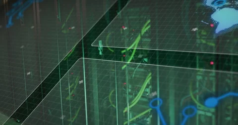 Animation of digital grid overlay with d... | Stock Video | Pond5