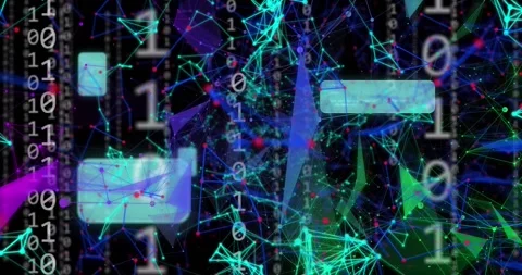 Animation of digital icons, binary codin... | Stock Video | Pond5