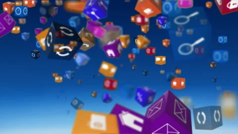 Animation of digital icons floating over... | Stock Video | Pond5