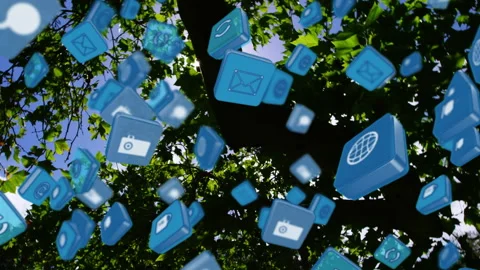 Animation of digital icons floating over... | Stock Video | Pond5