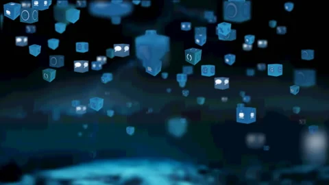 Animation of digital icons flying over b... | Stock Video | Pond5