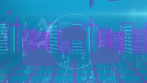 Animation of digital icons tied to cloud... | Stock Video | Pond5