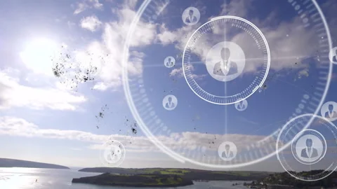 Animation of digital network icons overl... | Stock Video | Pond5