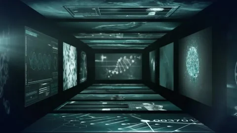 Animation of digital screens with dna st... | Stock Video | Pond5