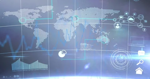 Animation of digital world map with data... | Stock Video | Pond5