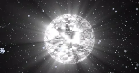 Animation of disco ball and snow falling... | Stock Video | Pond5