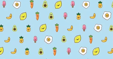Animation of diverse cartoon food floati... | Stock Video | Pond5