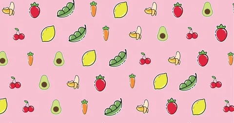 Animation of diverse cartoon food floati... | Stock Video | Pond5