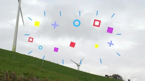 Animation of diverse shapes over wind tu... | Stock Video | Pond5