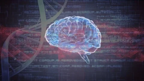 Animation of dna and brain over data on ... | Stock Video | Pond5
