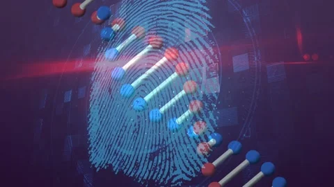 Animation of dna and fingerprint over na... | Stock Video | Pond5