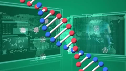 Animation of dna chain over screens with... | Stock Video | Pond5