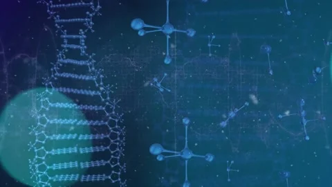 Animation of dna chain rotating over mol... | Stock Video | Pond5