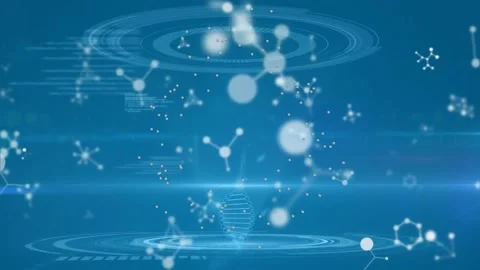 Animation of dna chain rotating over mol... | Stock Video | Pond5