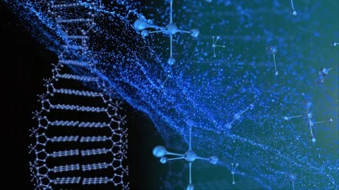 Animation of dna chain rotating over mol... | Stock Video | Pond5