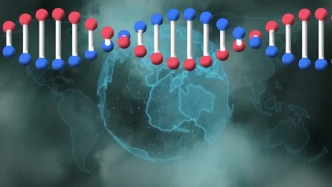 Animation of dna helix over digital rota... | Stock Video | Pond5