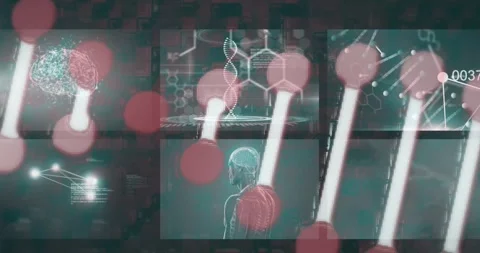 Animation of dna helix rotating over dig... | Stock Video | Pond5