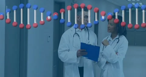 Animation of dna over diverse female and... | Stock Video | Pond5