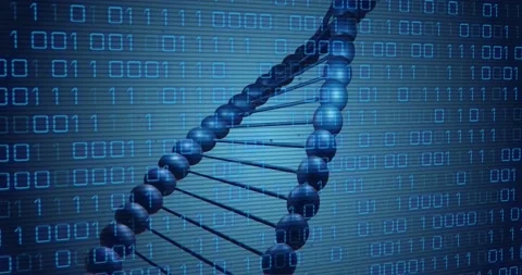 Animation of dna rotating over binary co... | Stock Video | Pond5
