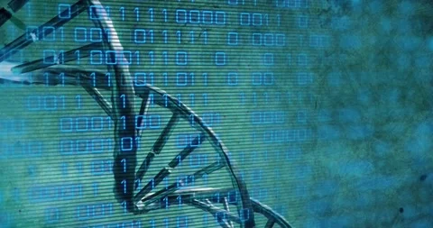 Animation of dna rotating over binary co... | Stock Video | Pond5