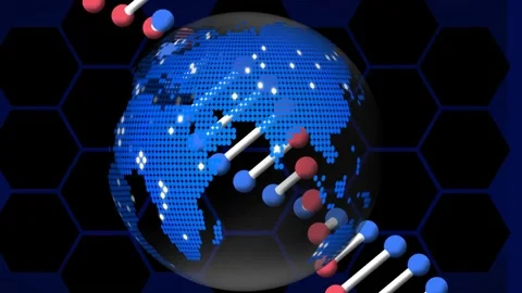 Animation of dna strand and globe over h... | Stock Video | Pond5