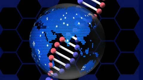 Animation of dna strand and globe over h... | Stock Video | Pond5