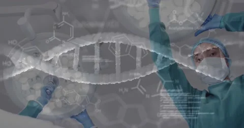 Animation of dna strand and medical data... | Stock Video | Pond5
