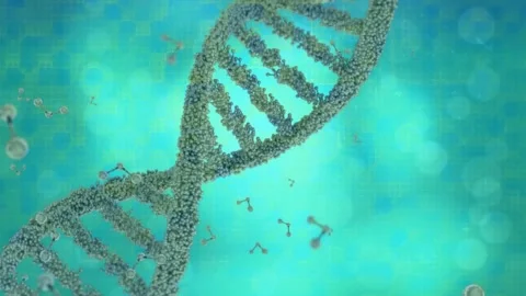 Animation of dna strand and molecules on... | Stock Video | Pond5