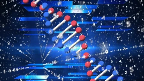 Animation of dna strand and numbers with... | Stock Video | Pond5