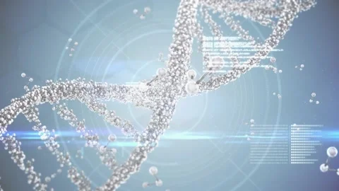 Animation of dna strand and scientific d... | Stock Video | Pond5