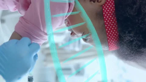 Animation of dna strand forming over doc... | Stock Video | Pond5