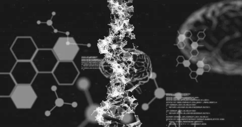 Animation of dna strand, human brain, me... | Stock Video | Pond5