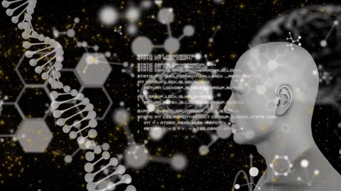 Animation of dna strand, human head over... | Stock Video | Pond5