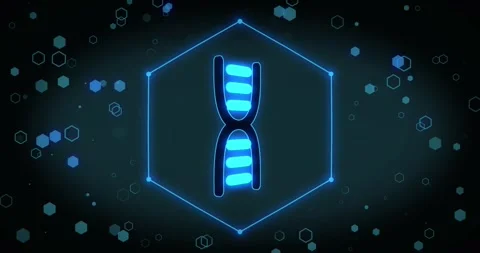 Animation of dna strand icon over hexago... | Stock Video | Pond5