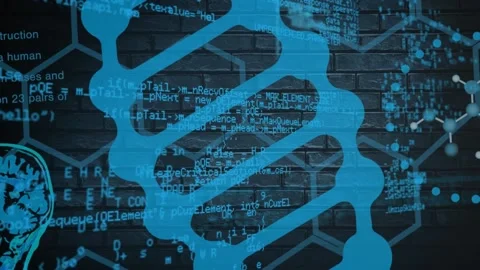 Animation of dna strand logo over data p... | Stock Video | Pond5