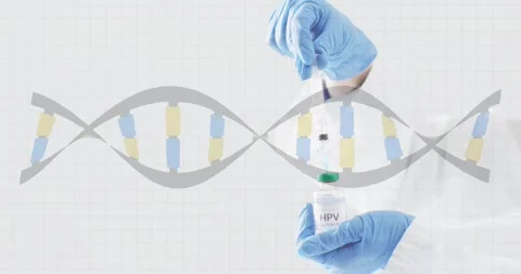 Animation of dna strand moving over hand... | Stock Video | Pond5