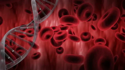 Animation of dna strand over blood cells... | Stock Video | Pond5