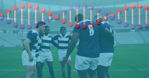 Animation of dna strand over rugby playe... | Stock Video | Pond5