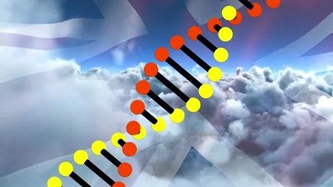 Animation of dna strand rotating over uk... | Stock Video | Pond5