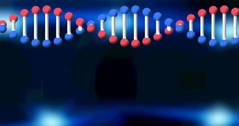 Animation of dna strand spinning on blue... | Stock Video | Pond5