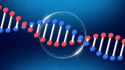 Animation of dna strand spinning over gl... | Stock Video | Pond5