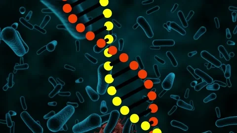 Animation of dna strand spinning over co... | Stock Video | Pond5