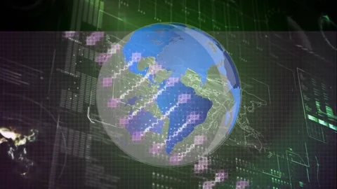 Animation of dna strand spinning over gl... | Stock Video | Pond5